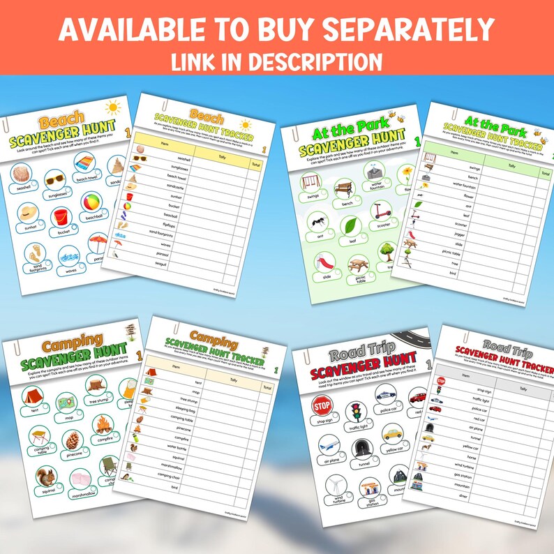 Summer Scavenger Hunts Bundle, Printable Beach Checklist, Road Trip ...