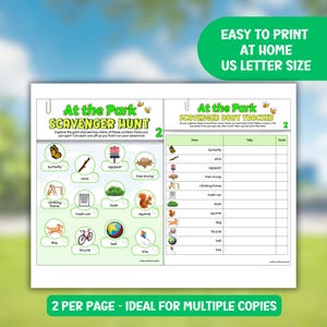 Park Scavenger Hunt Printable for Kids, Summer Vacation Activity ...