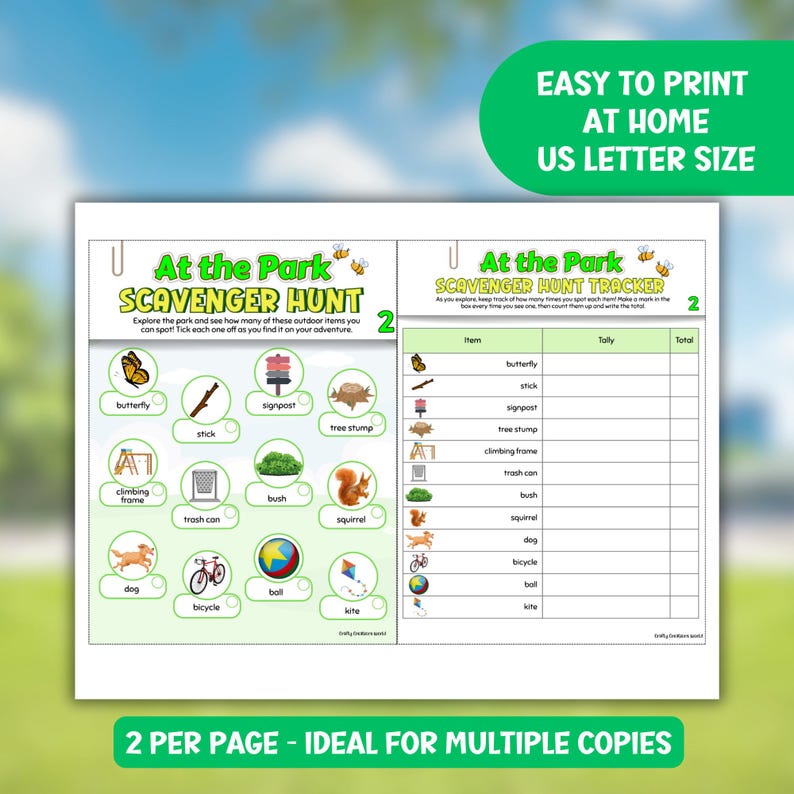Park Scavenger Hunt Printable for Kids, Summer Vacation Activity ...