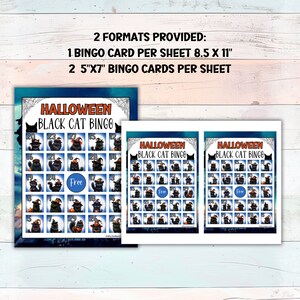 Halloween Black Cat Bingo Game, Lucky Black Cat Fun Activity, Spooky ...