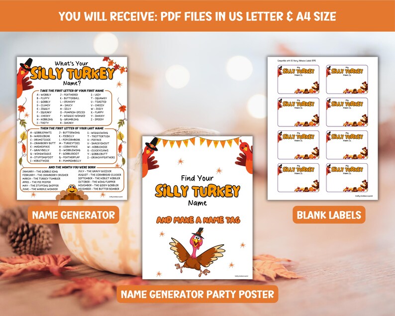 Whats Your Silly Turkey Name, Printable Thanksgiving Name Generator ...