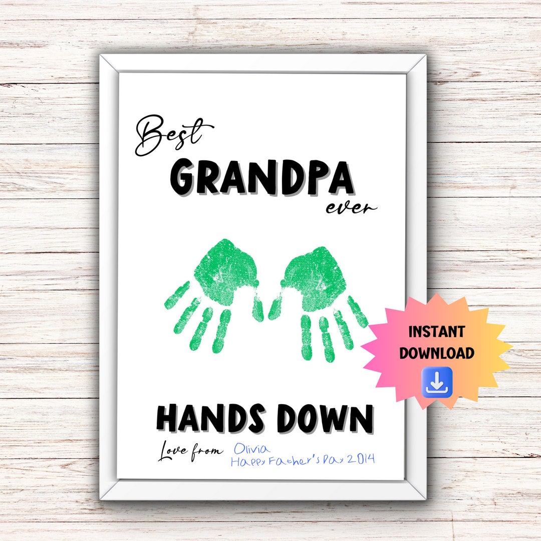 Gift for Grandpa, Handprint Art, DIY Card for Grandpa, Kids Crafts ...