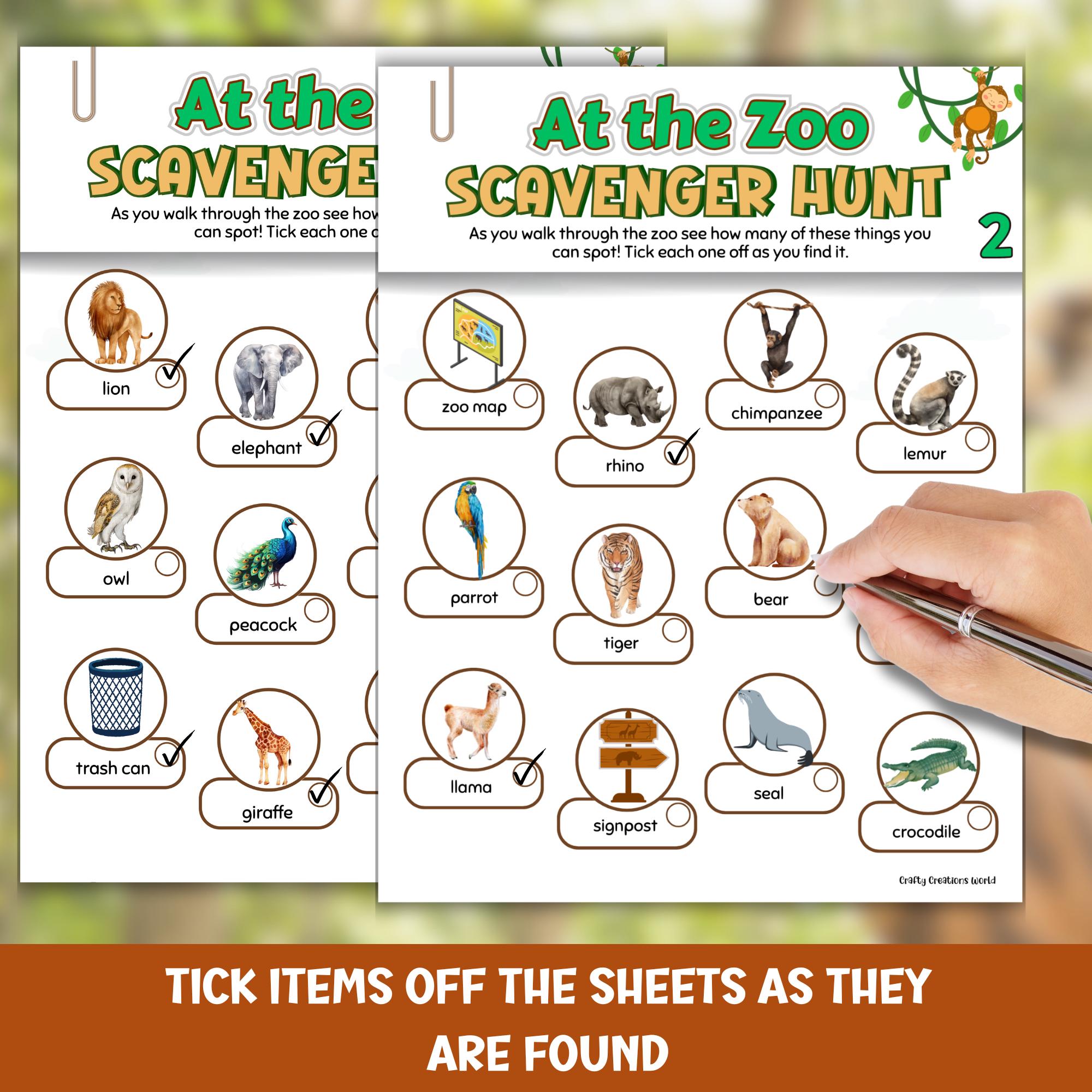 Zoo Scavenger Hunt Printables for Kids, Animal Adventure Activity, Zoo ...