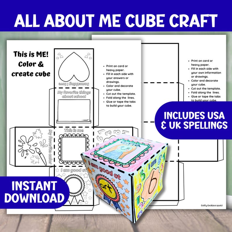 All About Me Cube Craft Template, Back to School Classroom Activity ...