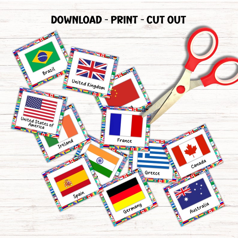 Flags of the World Scavenger Hunt for Kids, Indoor or Outdoor Holiday ...
