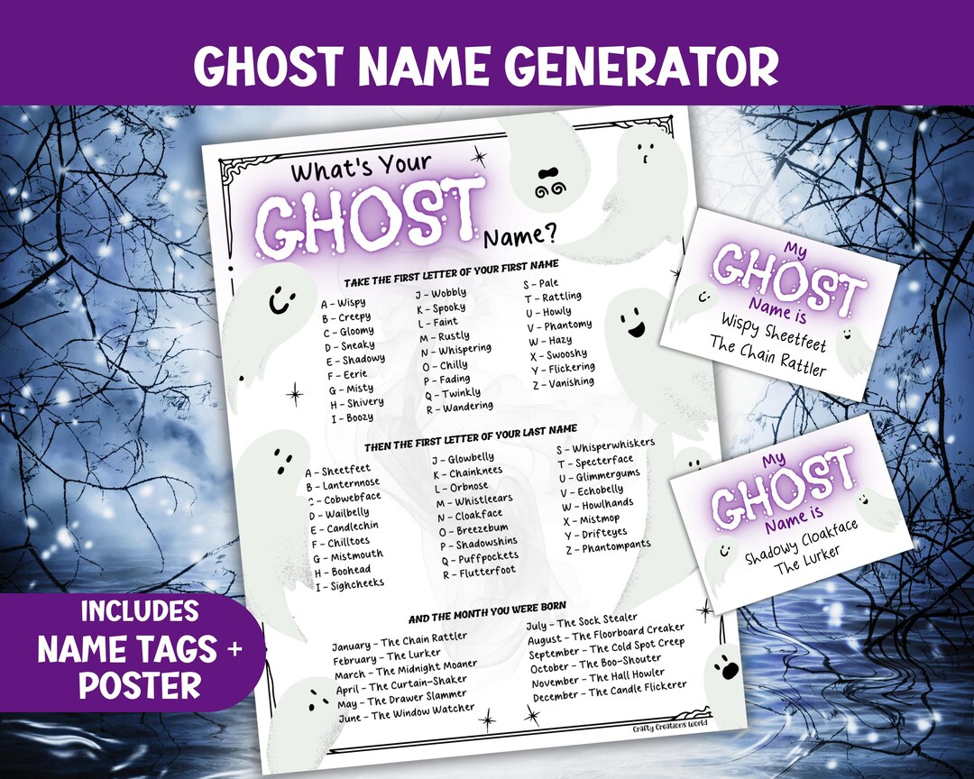 Whats Your Ghost Name, Fun Name Generator Game, Printable Halloween ...
