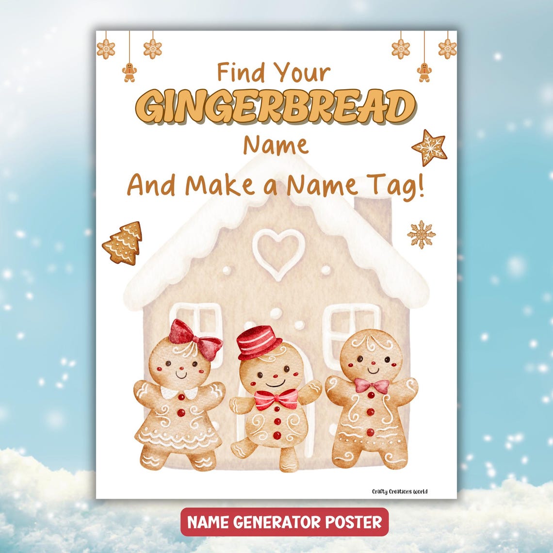 Gingerbread Name Generator, Christmas Printable Game for Kids, What's ...