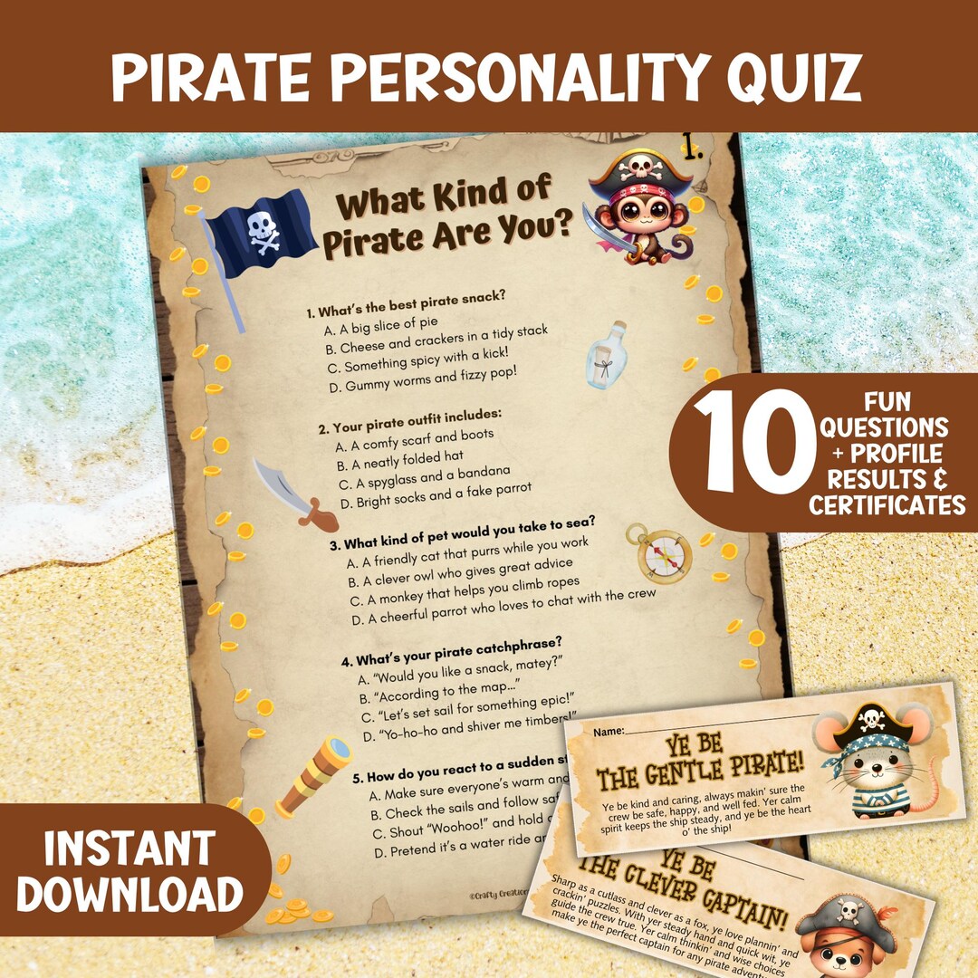 Pirates Quiz Game, Pirate Theme Party Icebreaker, Fun Sea Adventure ...