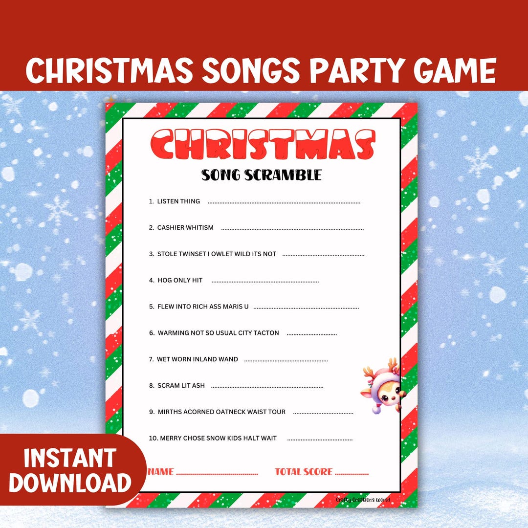 Christmas Party Game, Song Scramble, Family Party Event , Xmas ...