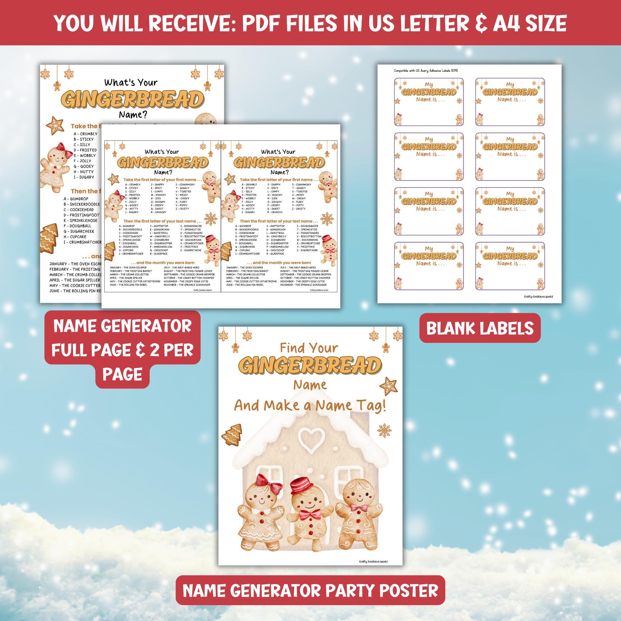 Gingerbread Name Generator, Christmas Printable Game for Kids, What's ...