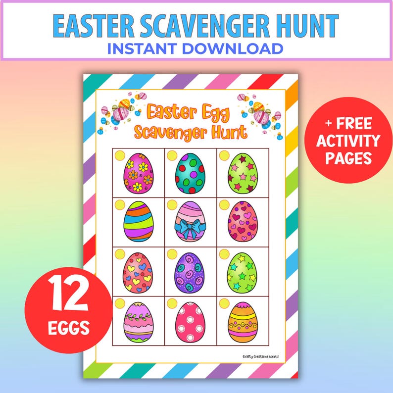 Easter Egg Scavenger Hunt, Printable Hide & Seek Game, Kids Picture ...