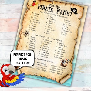 Whats Your Pirate Name Party Game for Kids, Fun Name Generator Activity ...