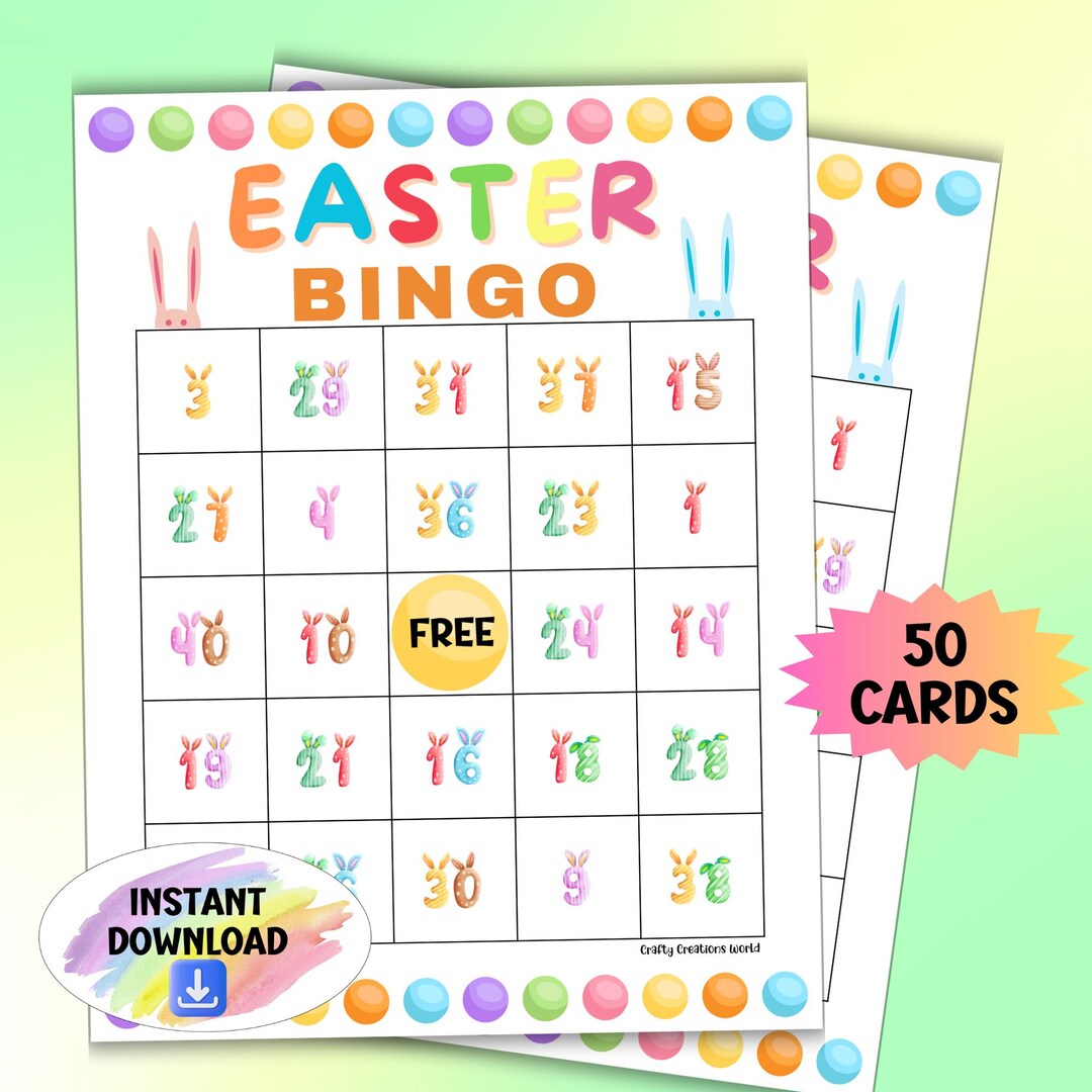 Easter Bingo Game, Easter Bunny Activity, Kids Easter Party Game ...