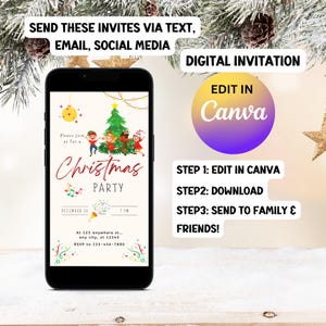 Editable Christmas Party Invitation, Digital Phone Message Invite ...