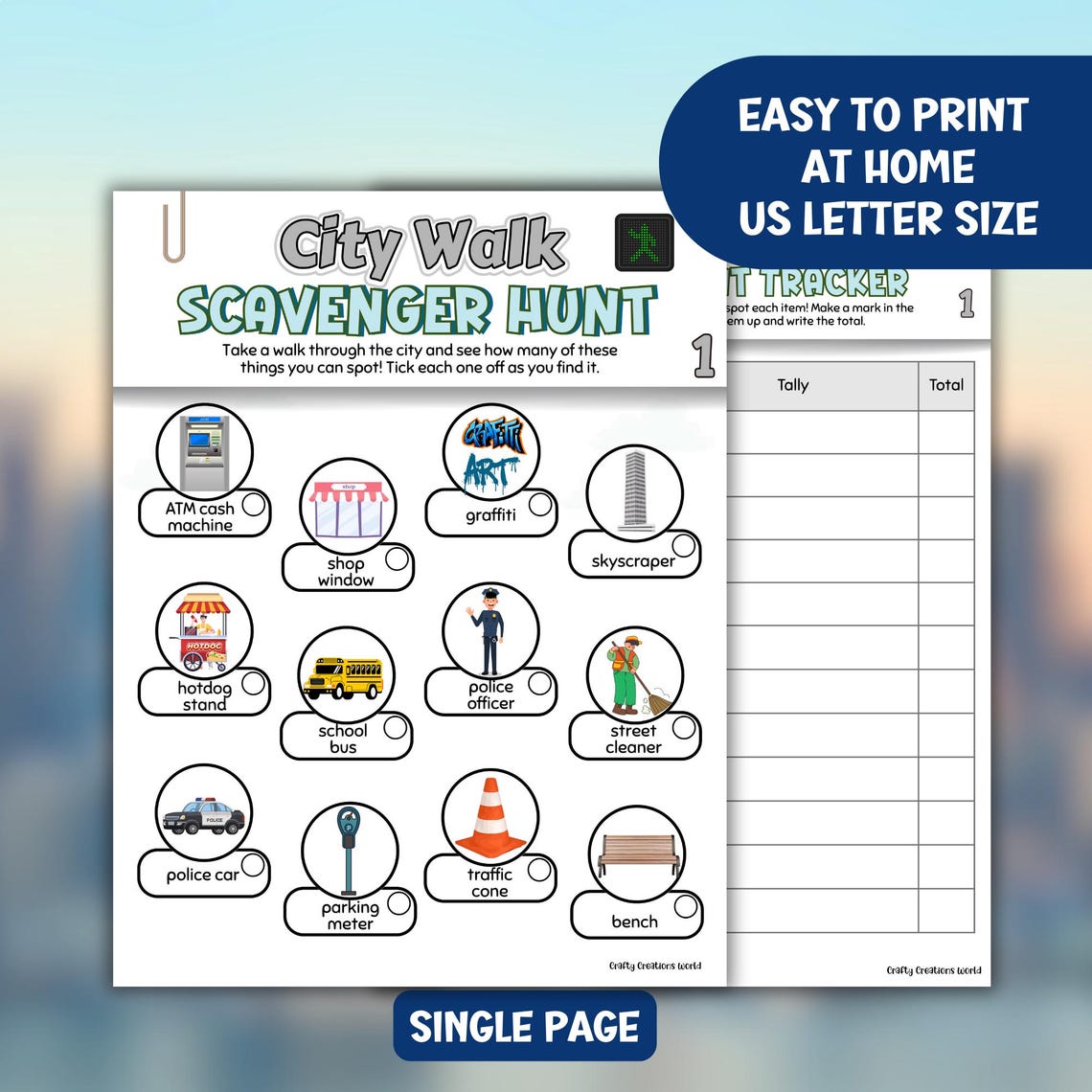 City Walk Scavenger Hunt Printable for Kids, Urban Adventure Game ...