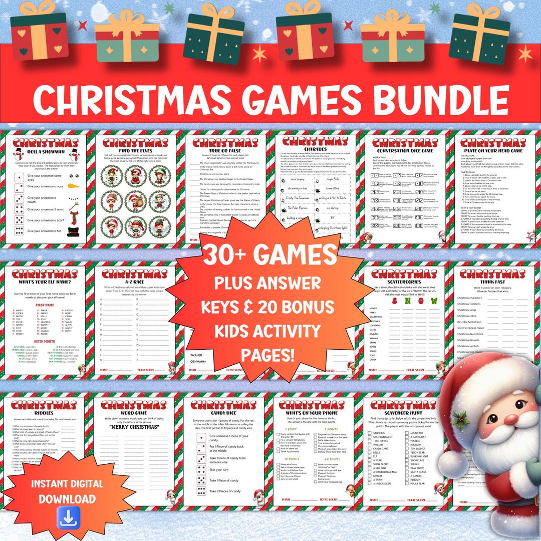 Christmas Game Bundle, Fun Family Activity, Festive Ice-breaker Social ...