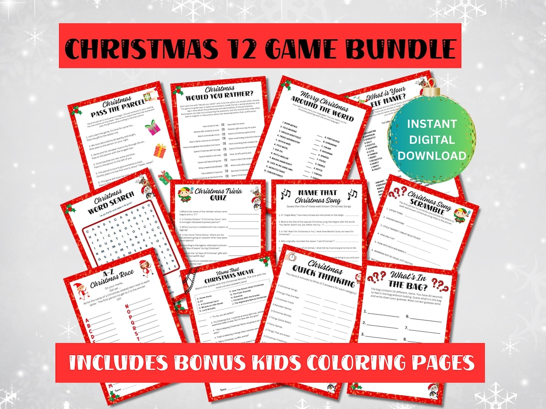 Printable Christmas Party Game Bundle, Fun Family Activity, Festive Ice ...