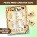 Whats Your Pirate Name Party Game for Kids, Fun Name Generator Activity ...
