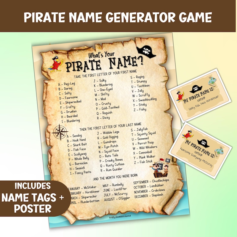 The Pirate Name Game - Etsy
