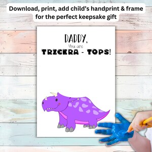 Fathers Day Gift, Dinosaur Handprint Art Kit, DIY Printable for Kids ...