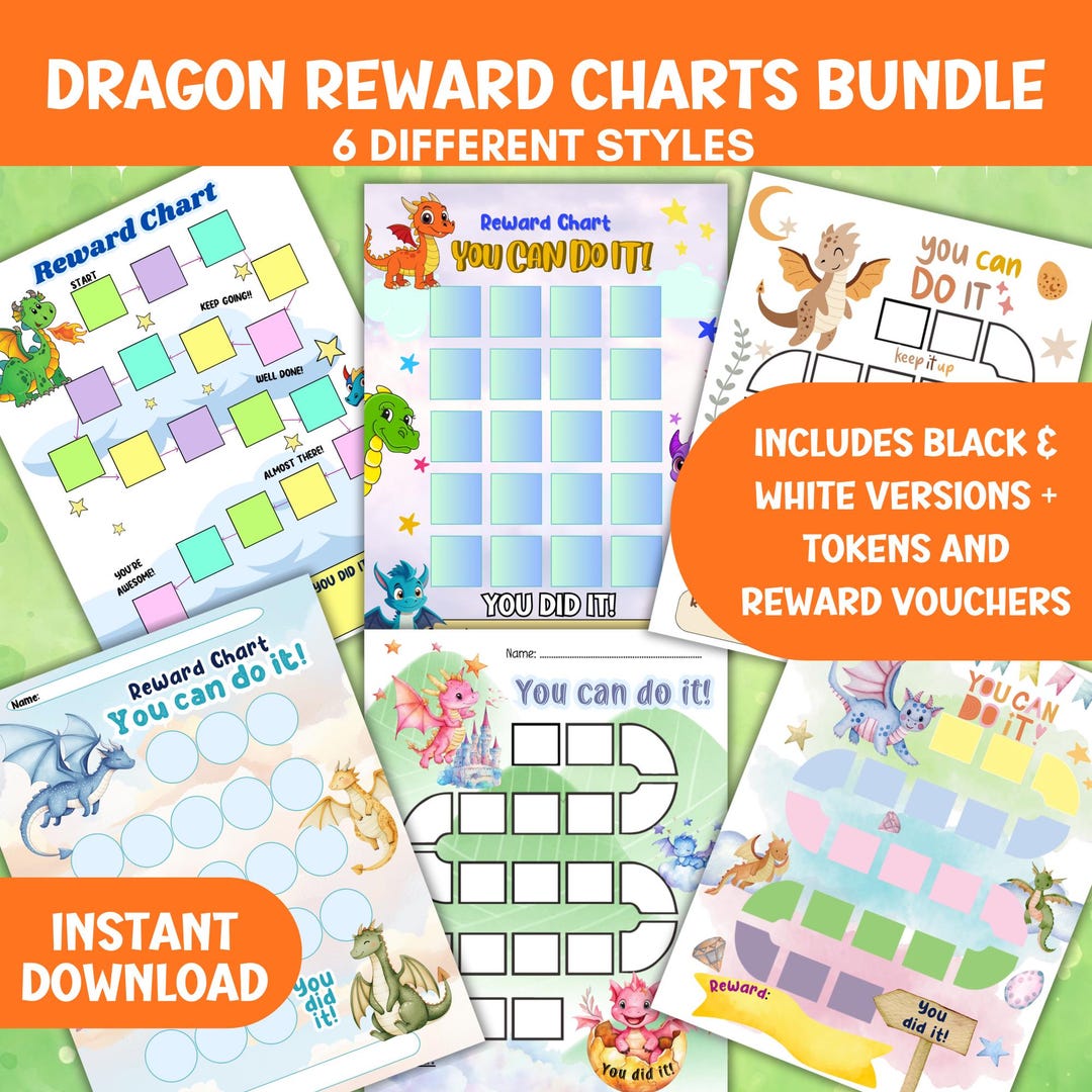 Dragon Reward Chart Bundle, Child Task Behaviour Tracker, Homeschool ...