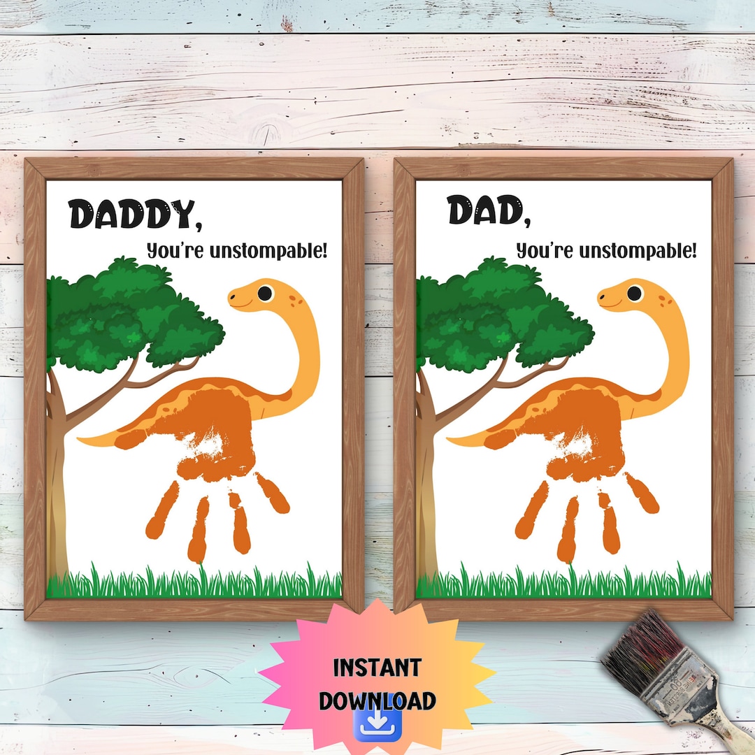 Fathers Day Gift, Dinosaur Handprint Art Kit, DIY Printable for Kids ...