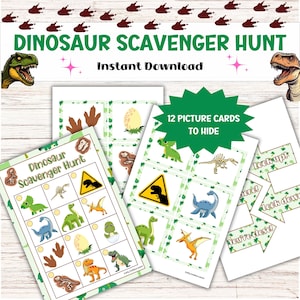 Dinosaur Scavenger Hunt for Kids, Indoor or Outdoor Holiday Activity ...