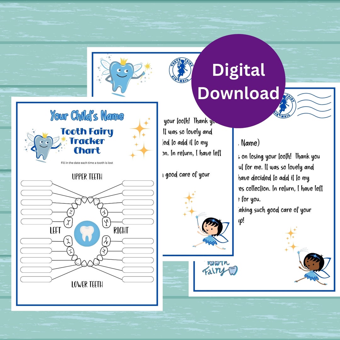 Personalized Tooth Fairy Tracker Chart Kit, Lost Teeth Keepsake ...