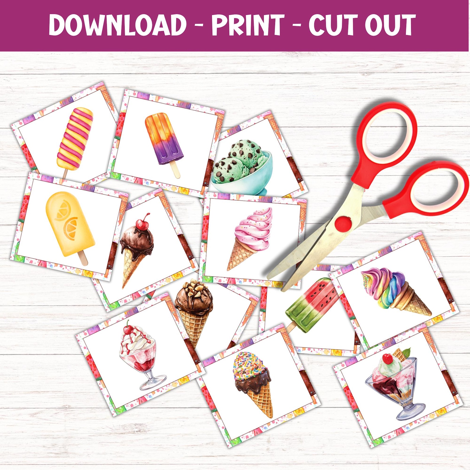 Printable Ice Cream Scavenger Hunt, Kids Summer Party Game, Fun ...