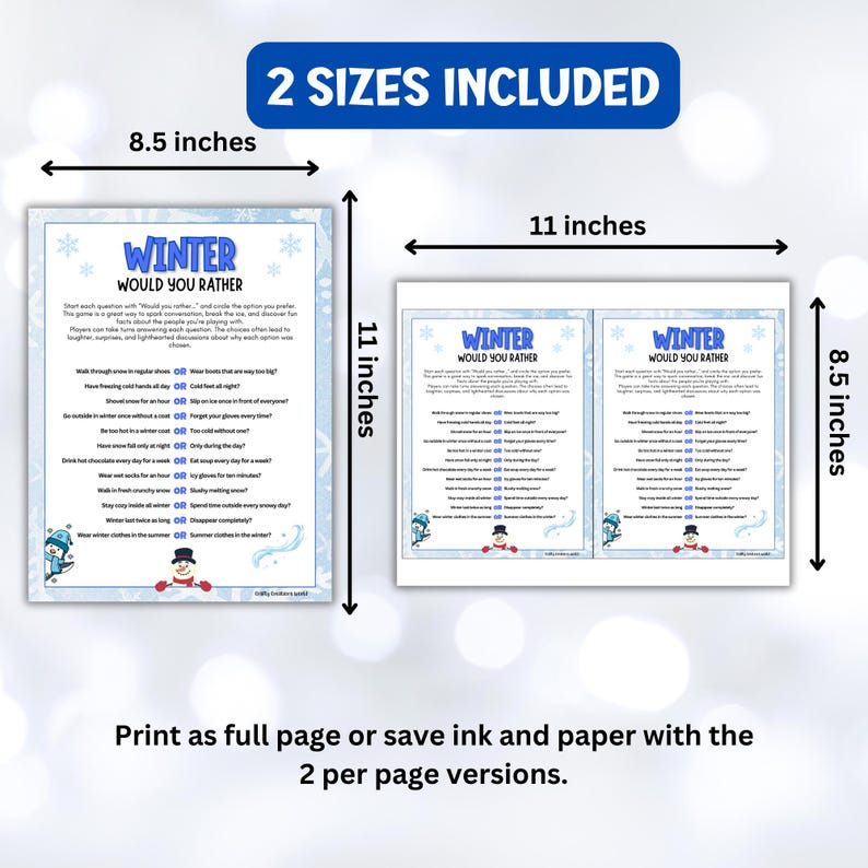 Winter Game, Would You Rather, Ice-breaker Quiz, Printable Classroom ...
