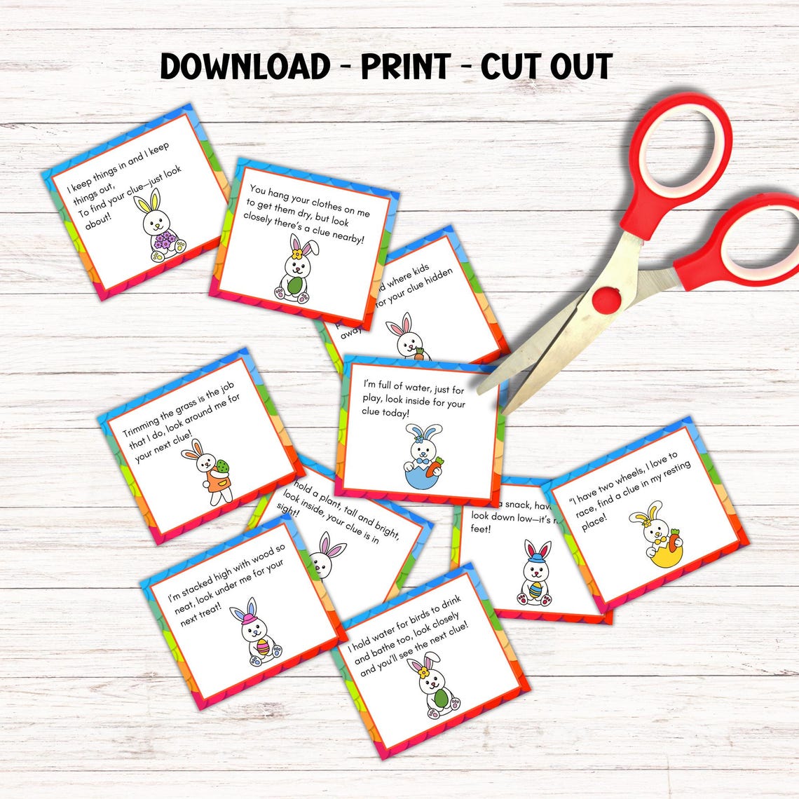 Easter Egg Scavenger Hunt, Printable Outdoor Treasure Hunt Clue Cards ...