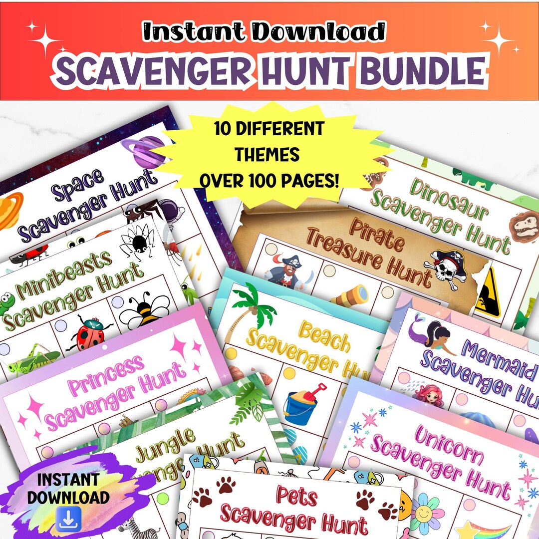 Scavenger Hunt Bundle, Indoor Outdoor Hide and Seek Games, Kids ...