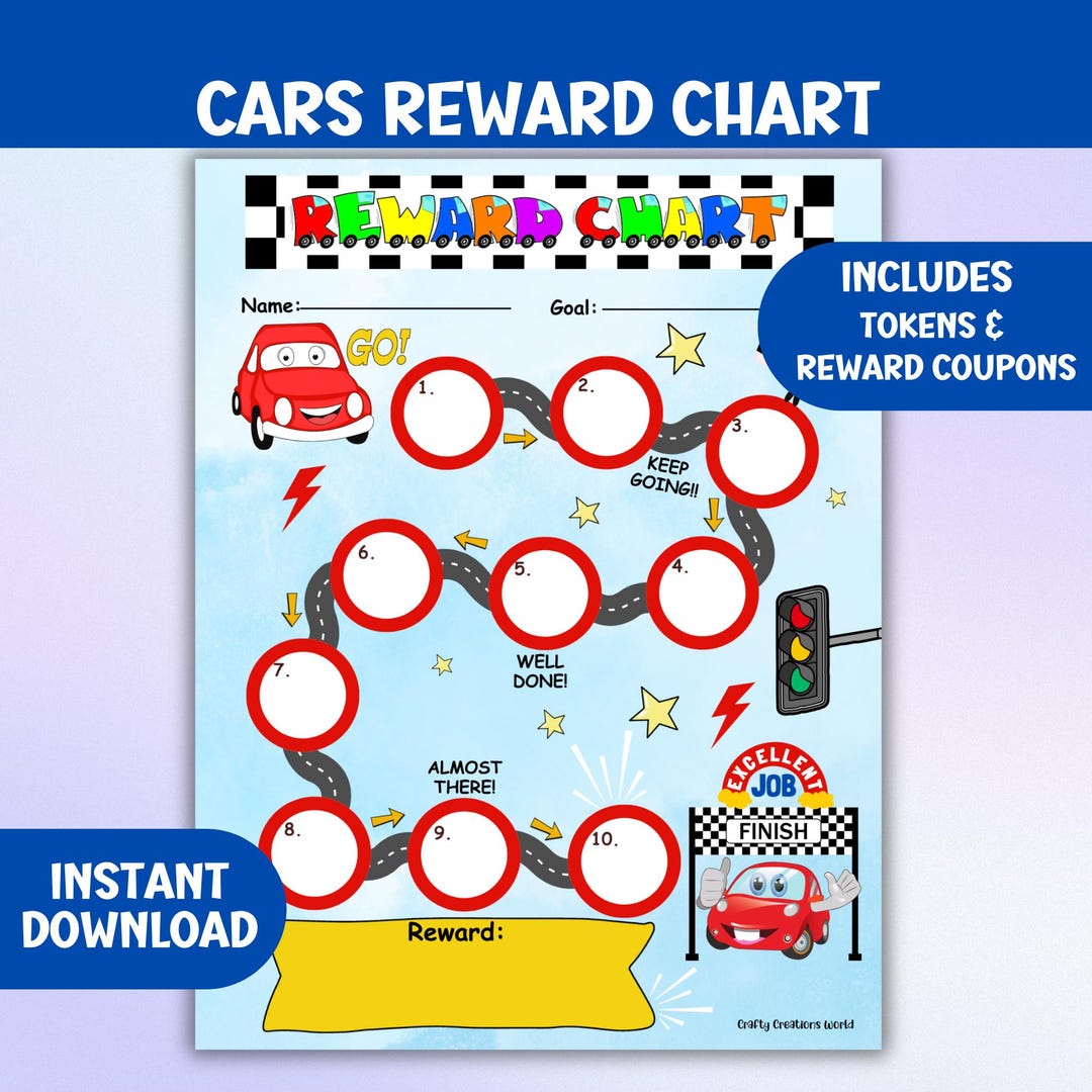 Cars Reward Chart, Child Task Tracker, Vehicle Sticker Chart, Classroom ...