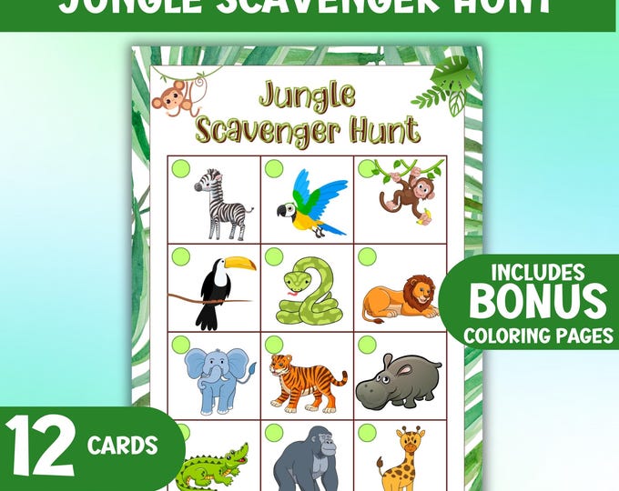 Jungle Scavenger Hunt for Kids, Indoor or Outdoor Holiday Activity ...