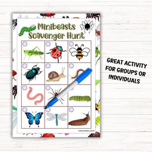 Minibeasts Scavenger Hunt for Kids, Indoor or Outdoor School Holiday ...