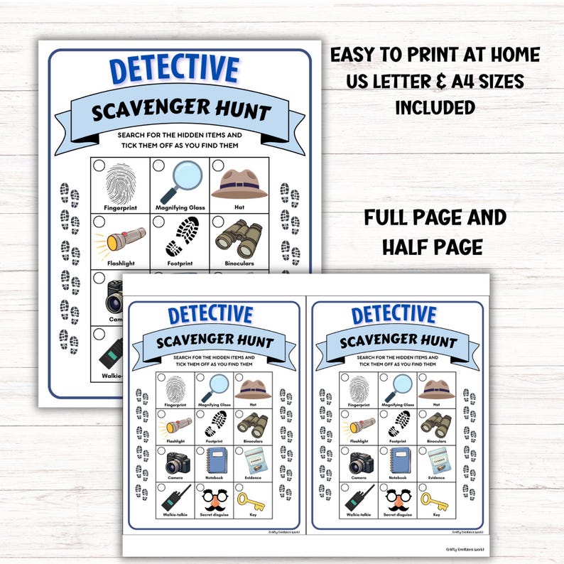 Detective Scavenger Hunt for Kids, Indoor or Outdoor Activity, Treasure ...