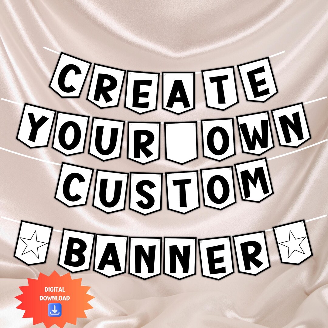 Party Banner, DIY Birthday Decoration, Printable Bunting, Custom Banner ...
