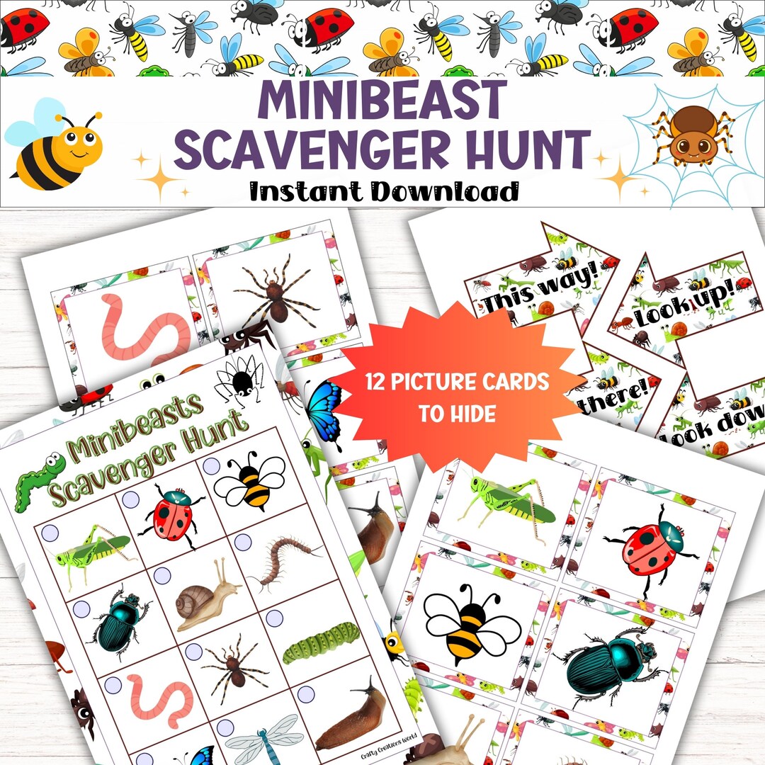 Minibeasts Scavenger Hunt for Kids, Indoor or Outdoor School Holiday ...