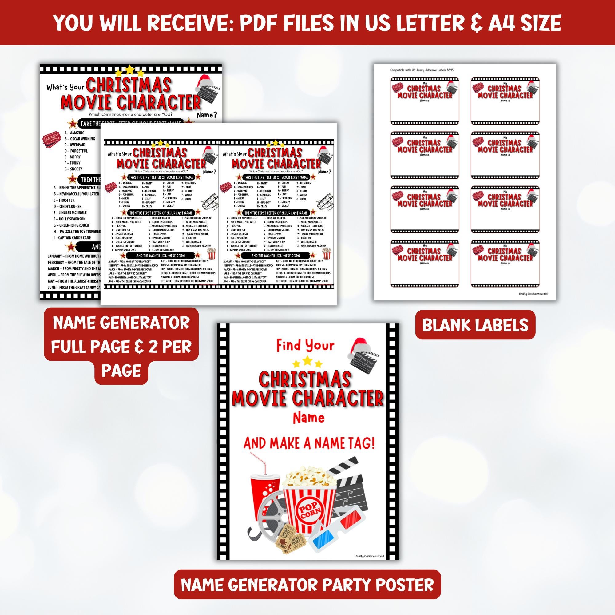 Christmas Movie Character Name Game, Funny Name Generator Printable ...