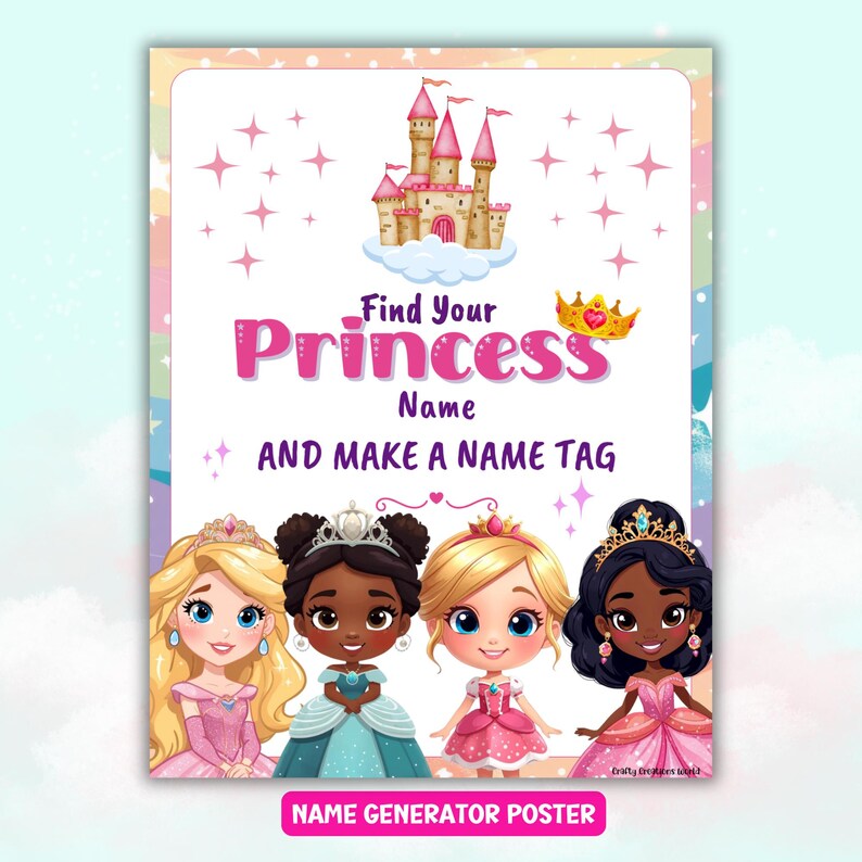 Princess Name Generator Printable, Birthday Party Game for Kids ...