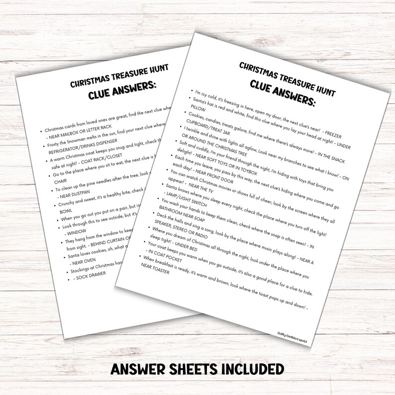 Christmas Treasure Hunt Printable Party Game for Kids Indoor Childrens ...