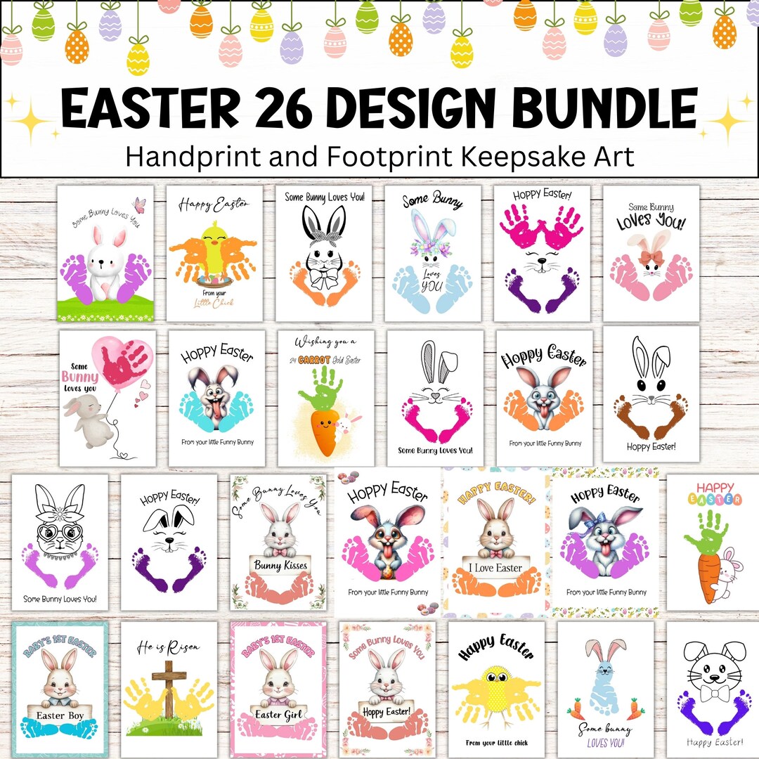 Easter Decor Handprint Footprint Art Craft Bundle, New Baby Keepsake ...