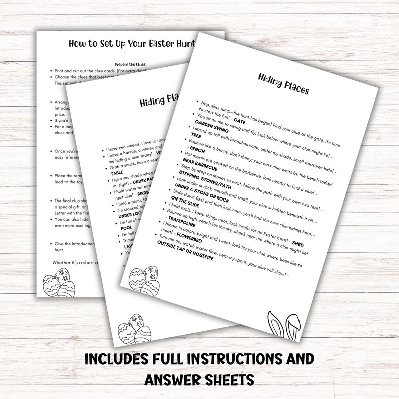 Easter Egg Scavenger Hunt, Printable Outdoor Treasure Hunt Clue Cards ...