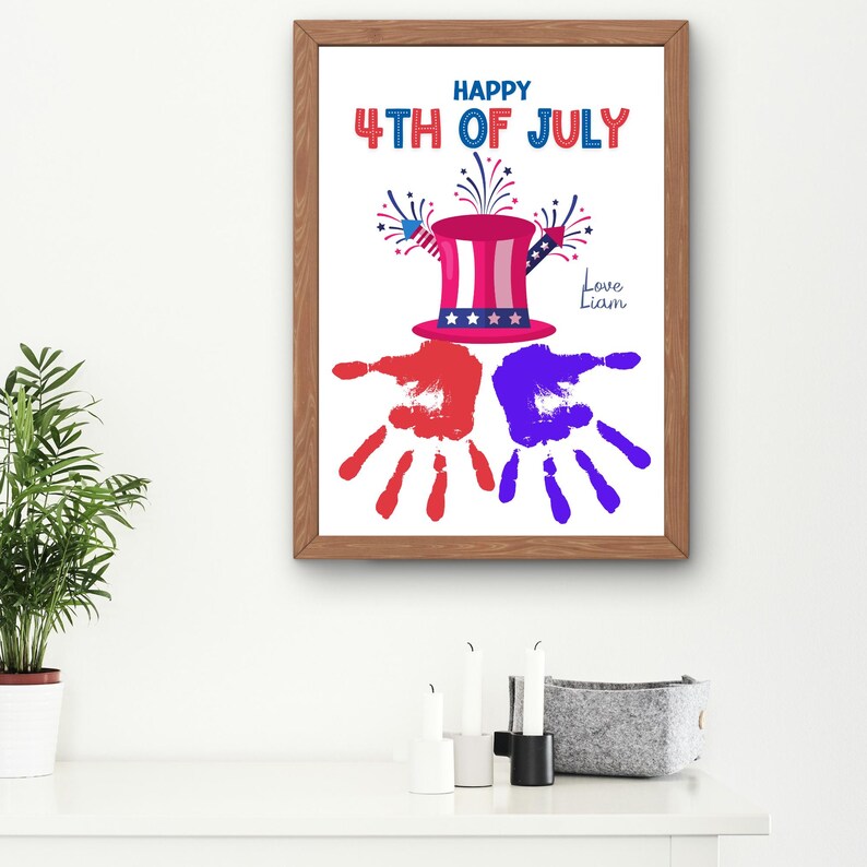 Happy 4th of July Handprint Craft, Printable DIY Art for Daycare ...