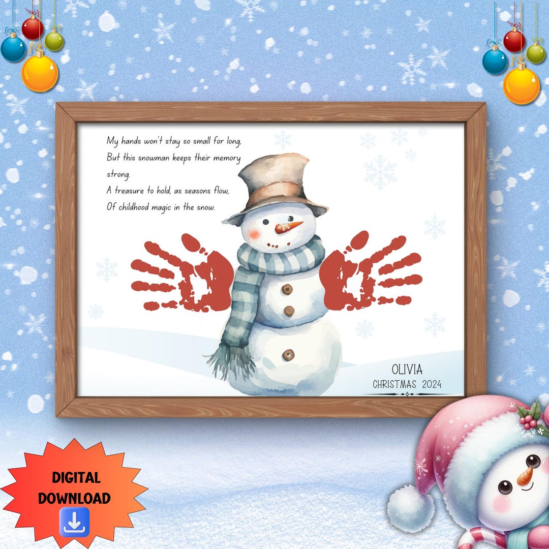 Personalized Handprint Art, Printable Christmas DIY Card, Christmas ...