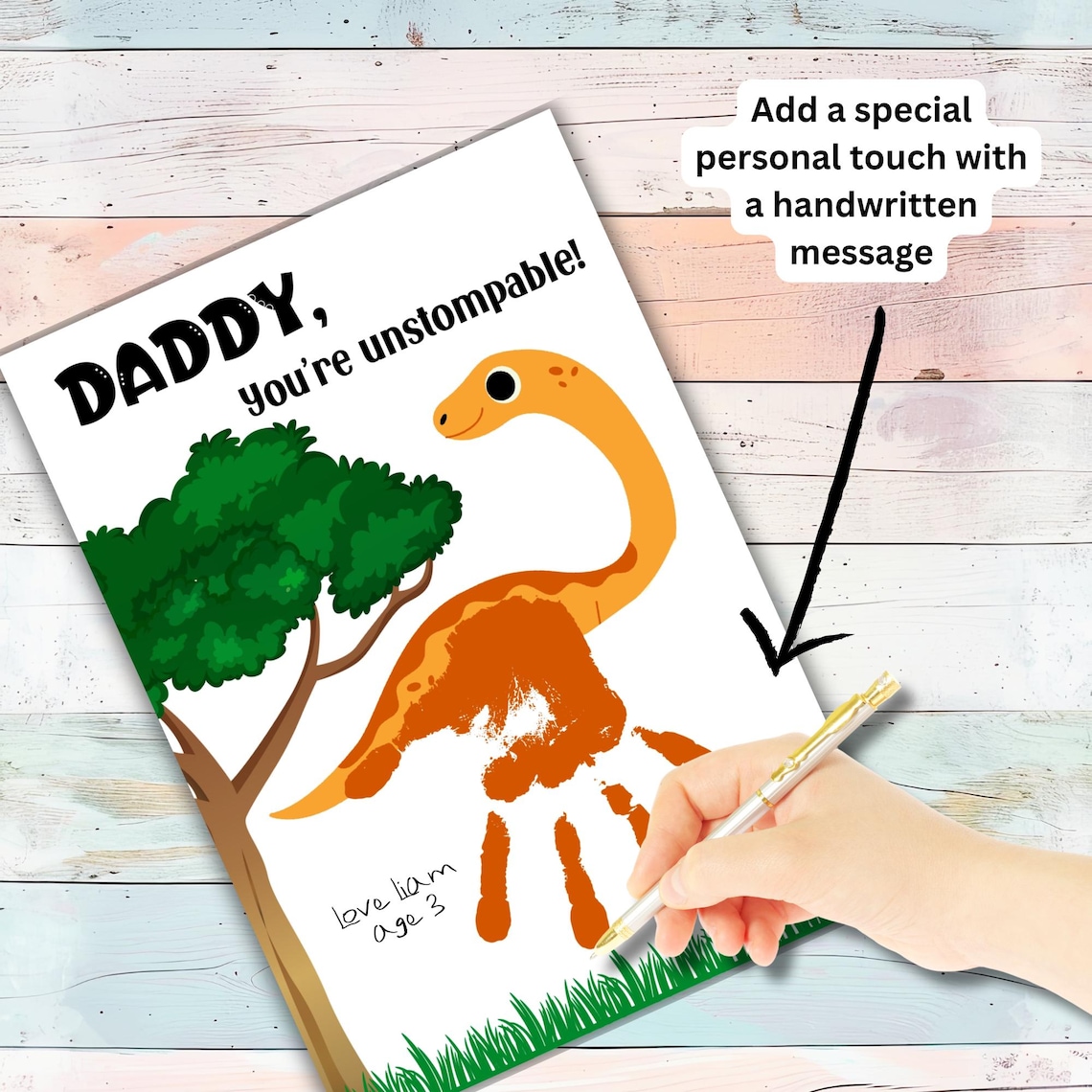 Fathers Day Gift, Dinosaur Handprint Art Kit, DIY Printable for Kids ...