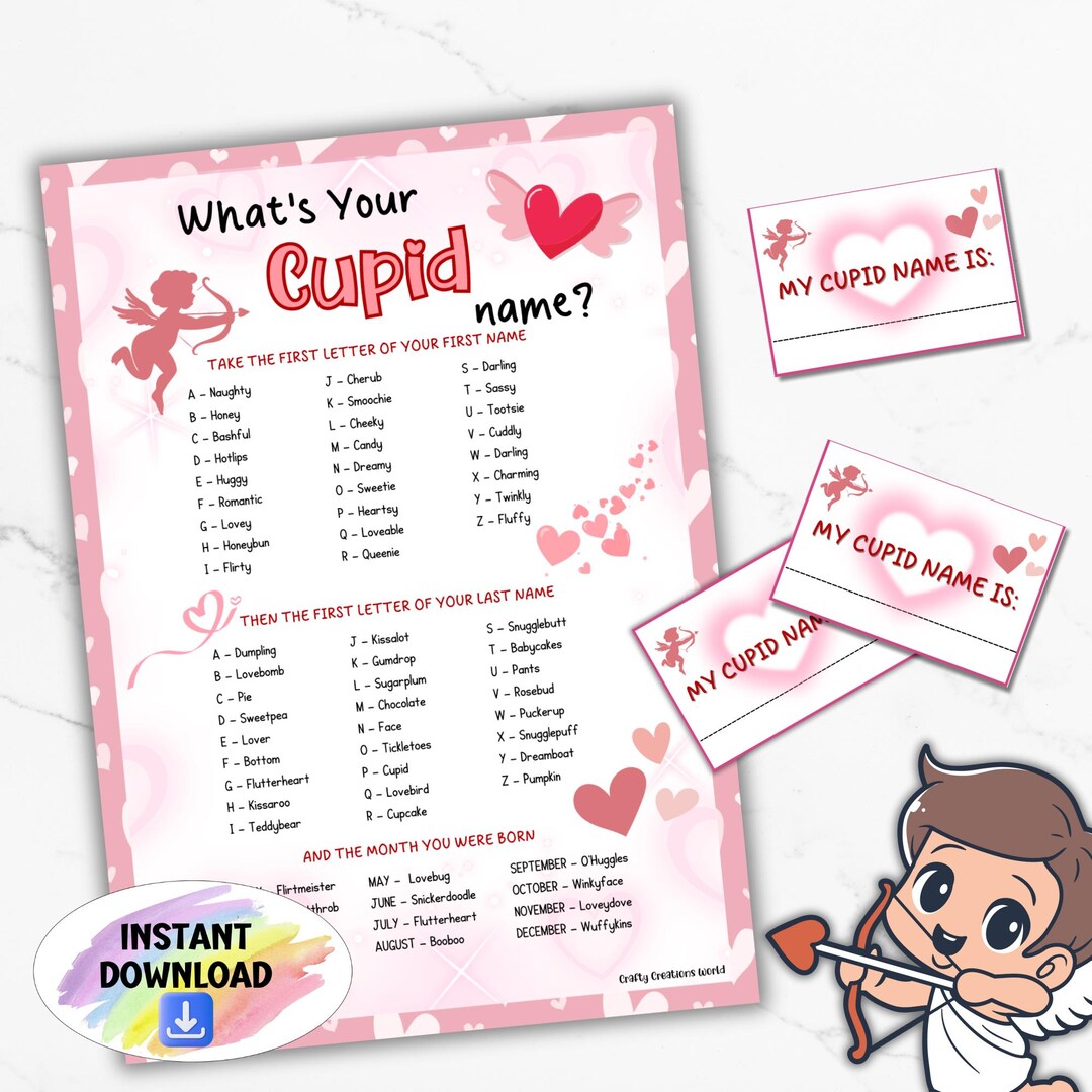 Whats Your Cupid Name Party Game, Name Generator Activity, Printable ...