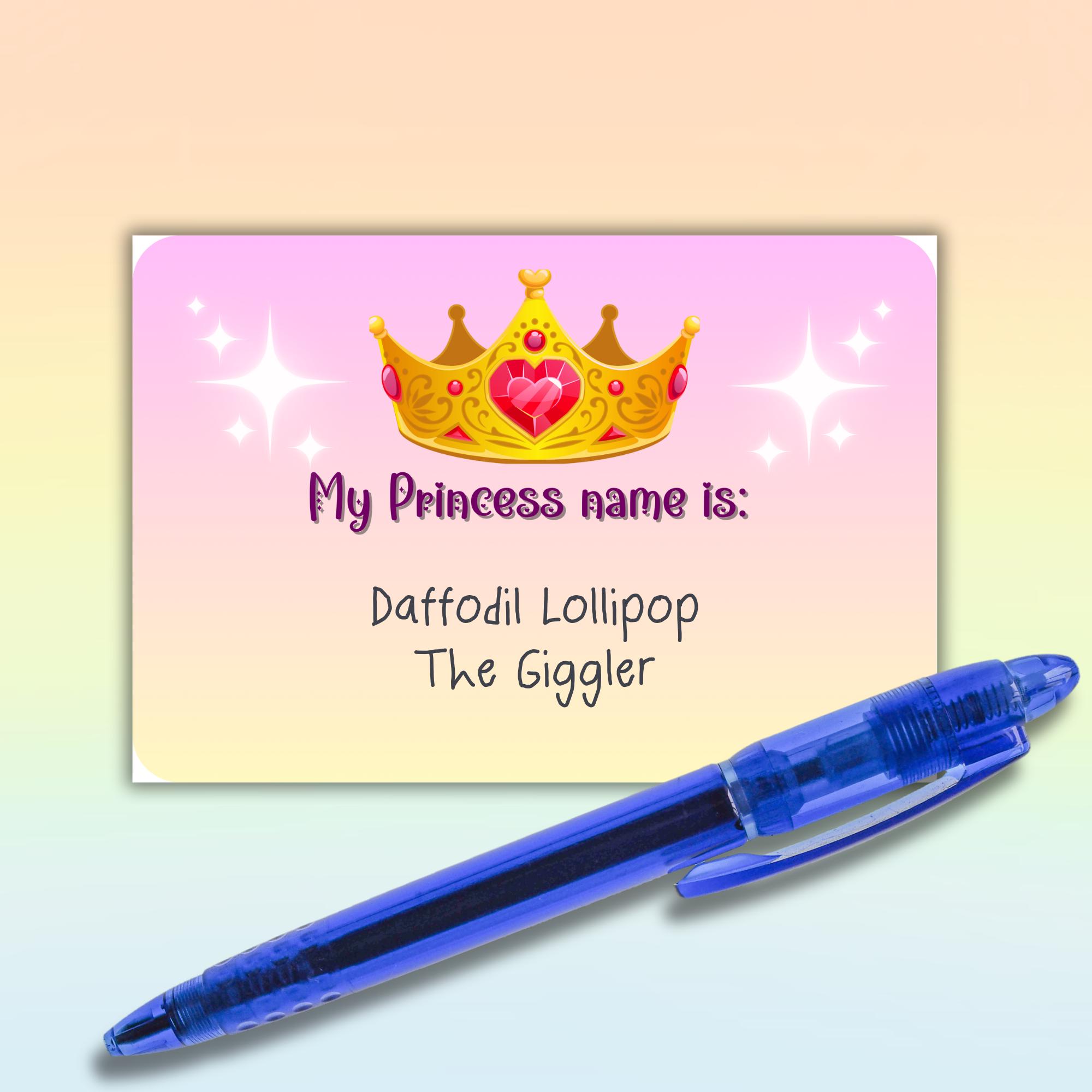 Whats Your Princess Name Party Game for Kids, Printable Princess Name ...
