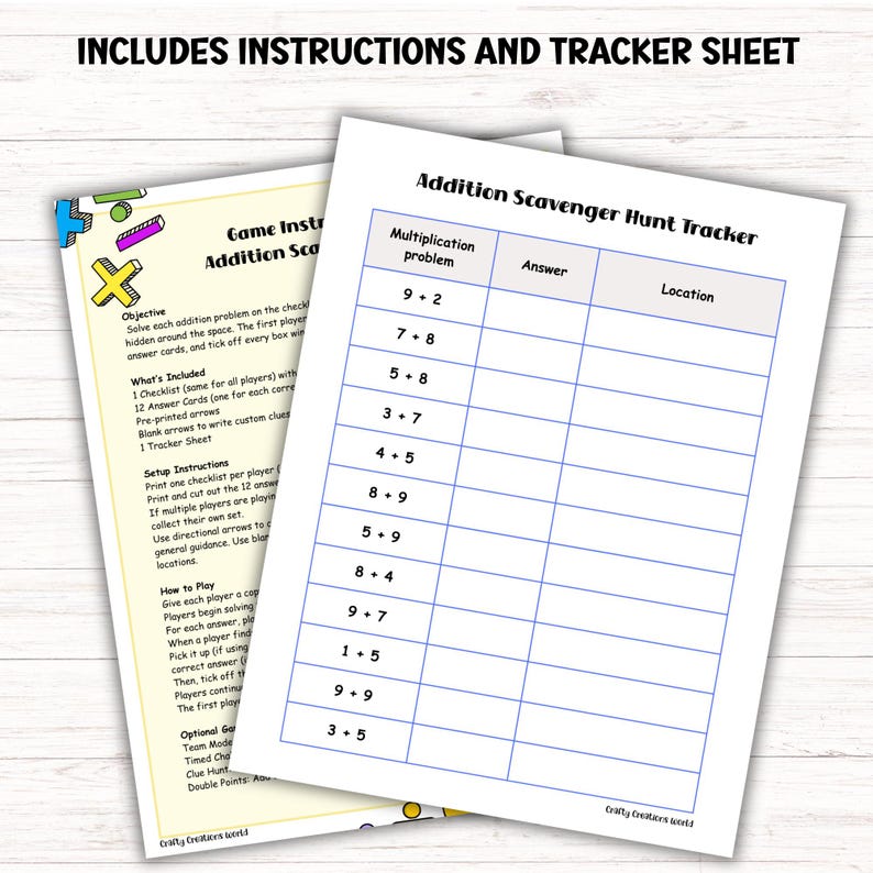 Addition Scavenger Hunt, Math Game for Kids, Classroom Activity, Home ...