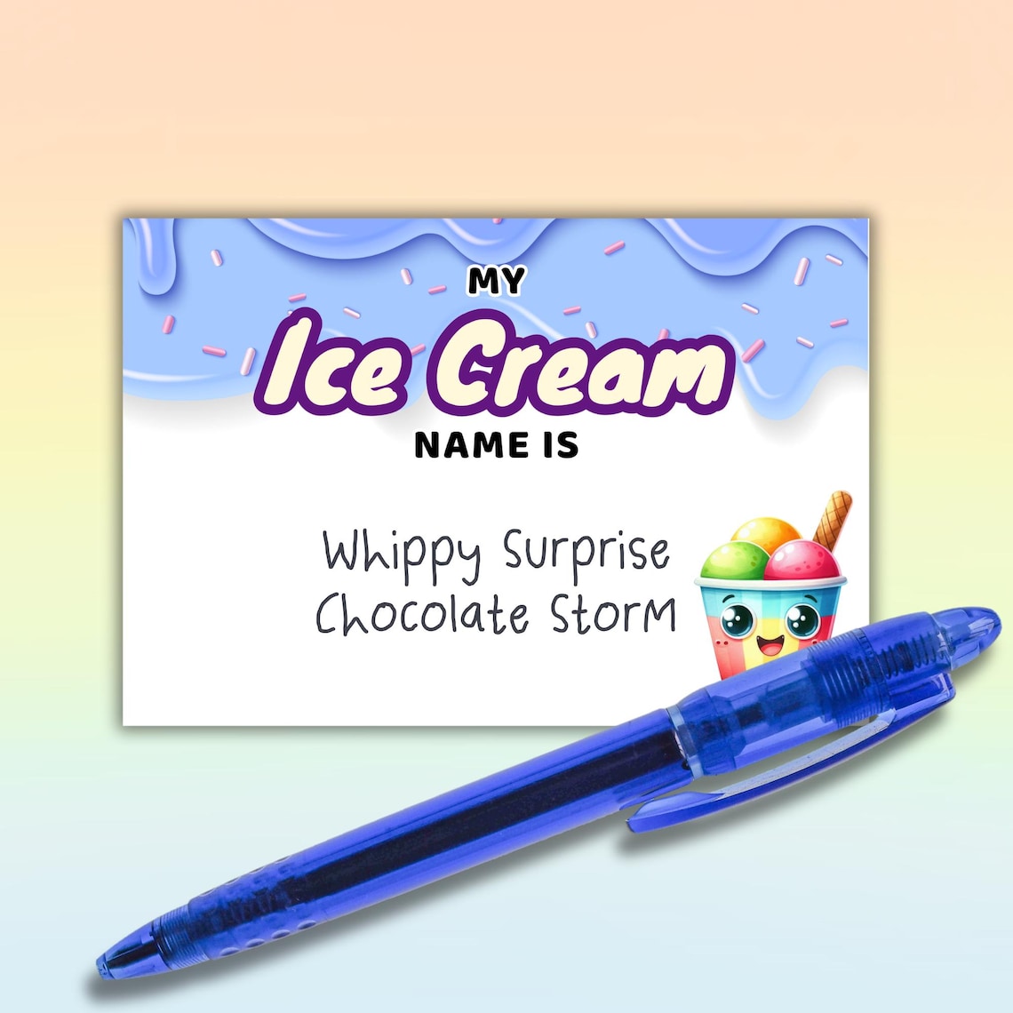 What’s Your Ice Cream Name Game, Summer Party Activity, Printable Name ...